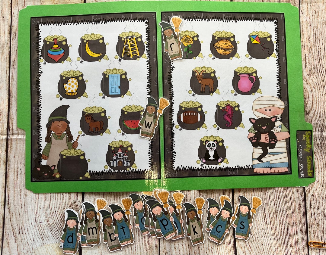 Spooky Sounds Beginning Sounds Literacy Phonics File Folder Game Center ...