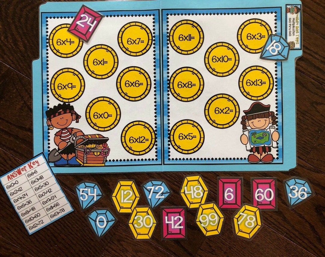 Treasure Hunt Times Math File Folder Game Center Teacher Resource ...