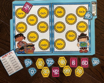 Toppings Times Math File Folder Game Center Teacher Resource | Etsy