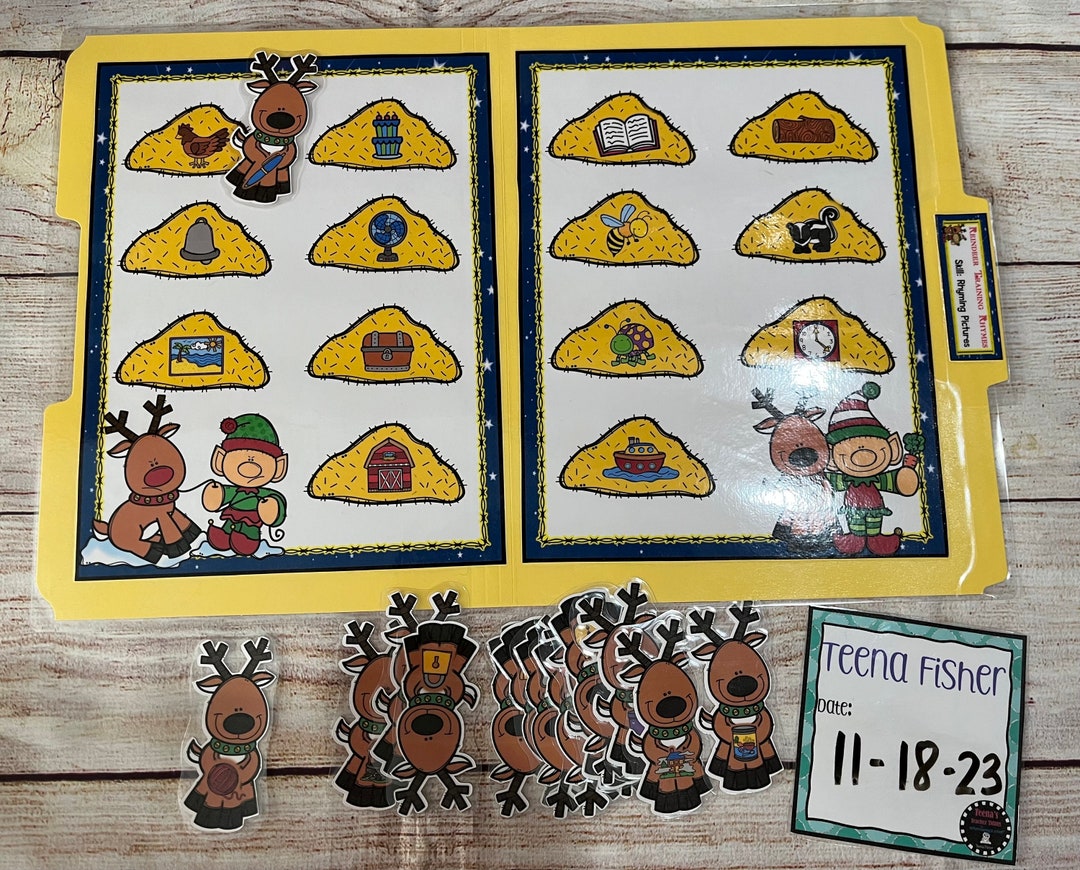 Reindeer Training Rhyming Picture Matching File Folder Games - Etsy