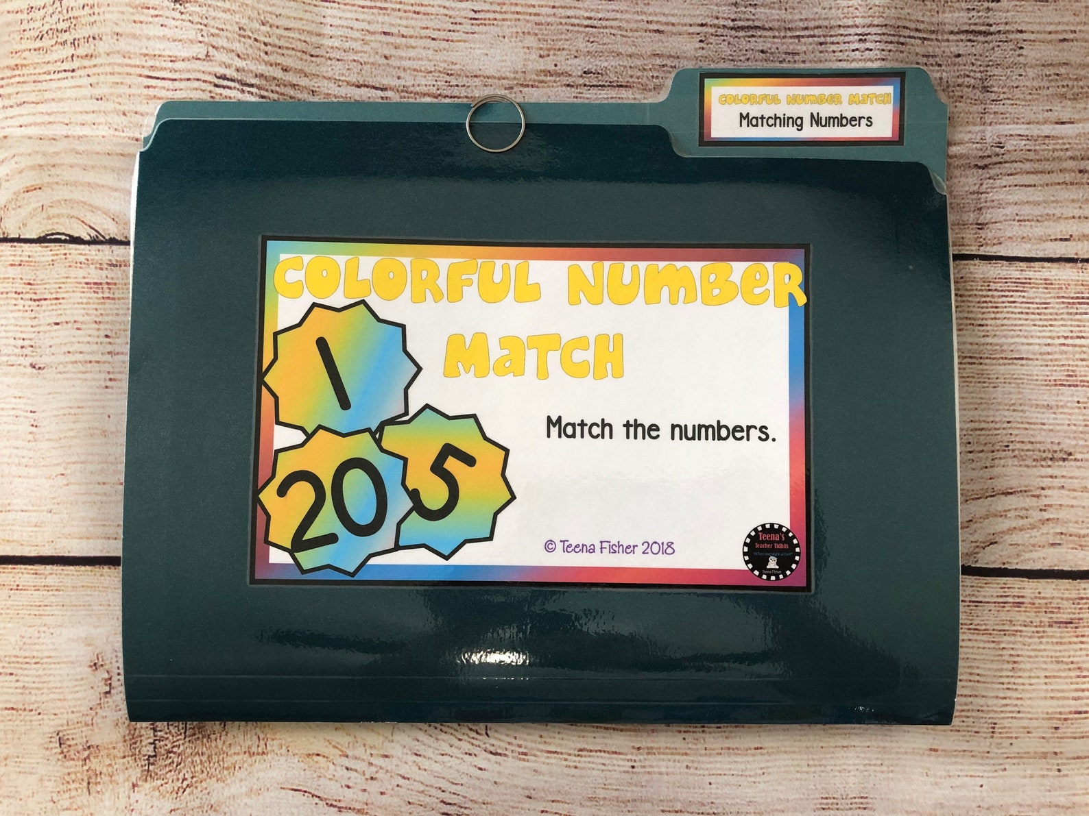 Colorful Number Match Math File Folder Game Center Teacher | Etsy