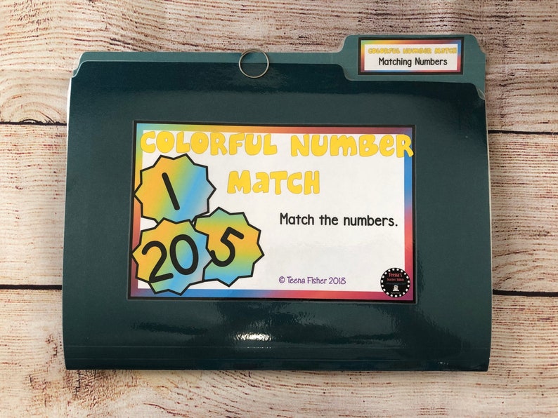 Colorful Number Match Math File Folder Game Center Teacher - Etsy