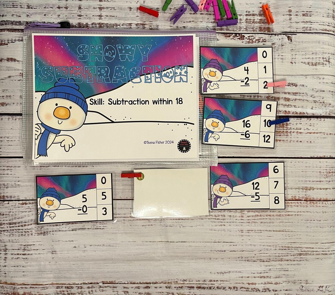 Arctic Addition or Snowy Subtraction to 18 Winter Math Center Laminated ...