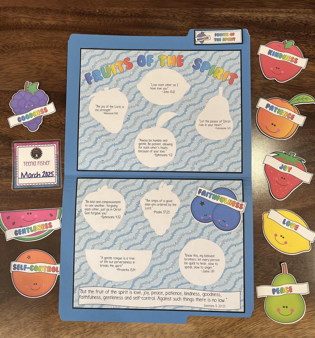 Fruits of the Spirit Shadow Match File Folder Game Center Teacher ...