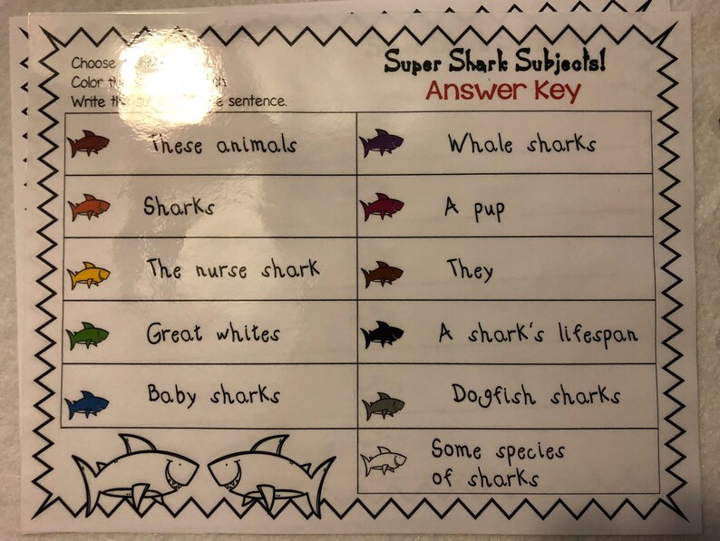 Super Shark Subjects Literacy Center 1st, 2nd Grade Teacher Resource ...