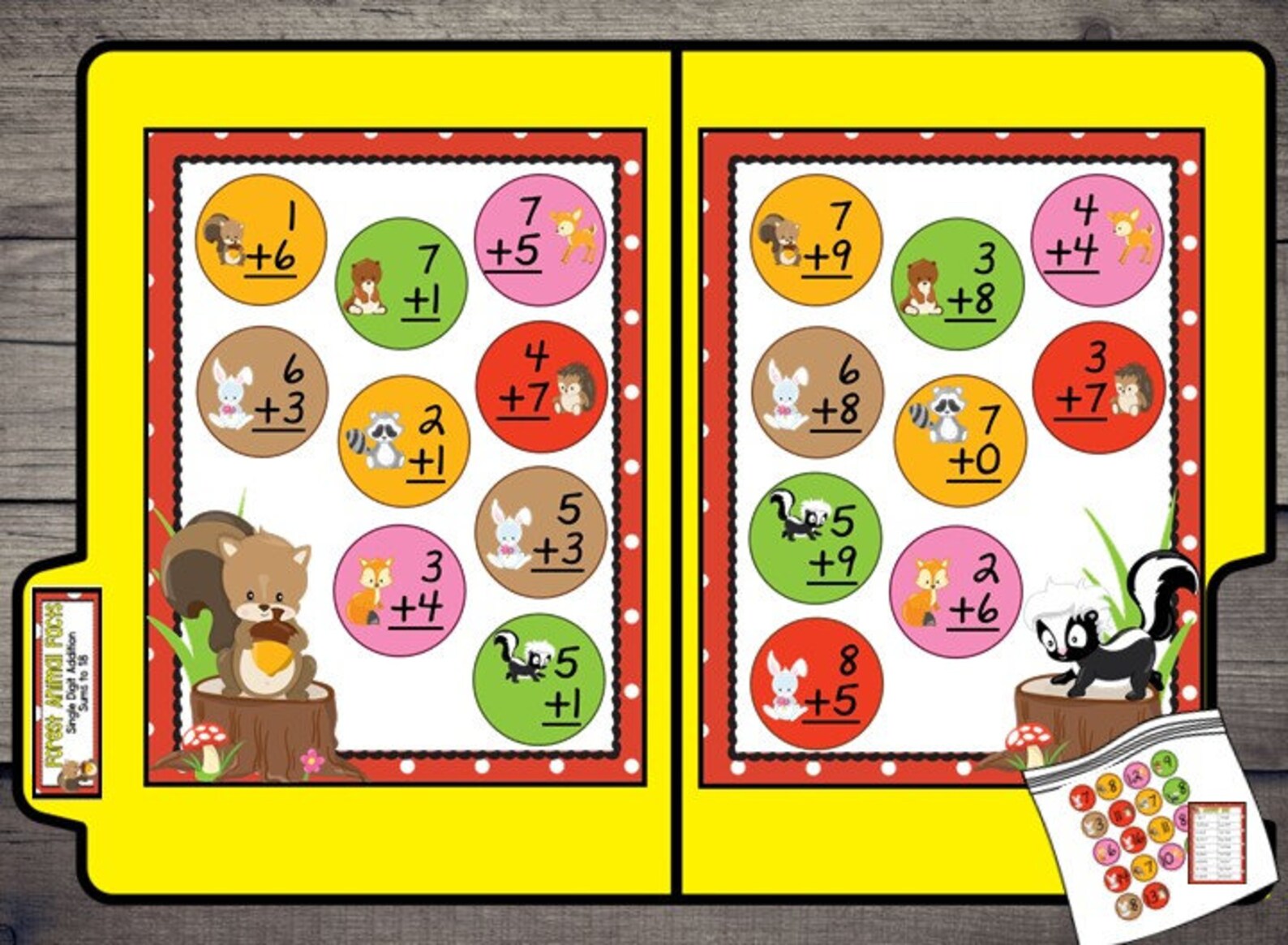 Forest Friends Single Digit Addition to 18 Made Math File Folder Game ...