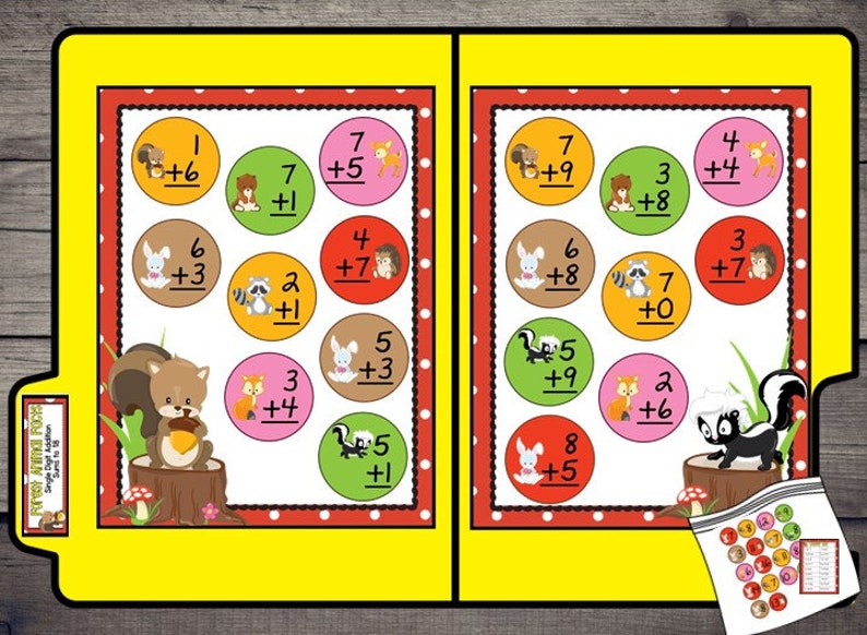 Forest Friends Single Digit Addition to 18 Made Math File Folder Game ...