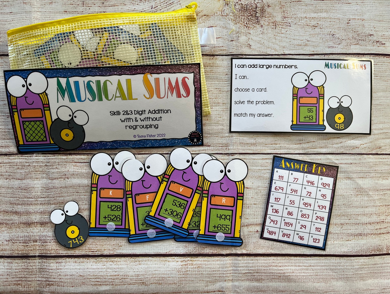 Musical Sums 2&3 Digit Addition W/regrouping First Second Grade Math ...