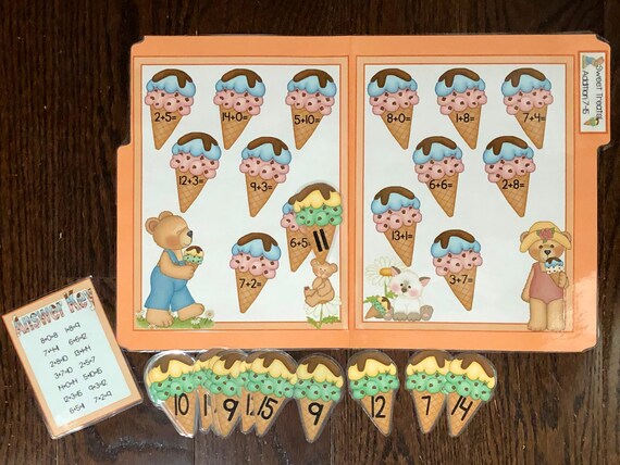 Sweet Treats Addition 7-15 Math File Folder Game Center | Etsy