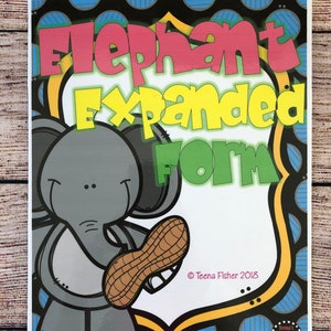 Elephant Expanded Form Math File Folder Game Center Teacher Resource ...
