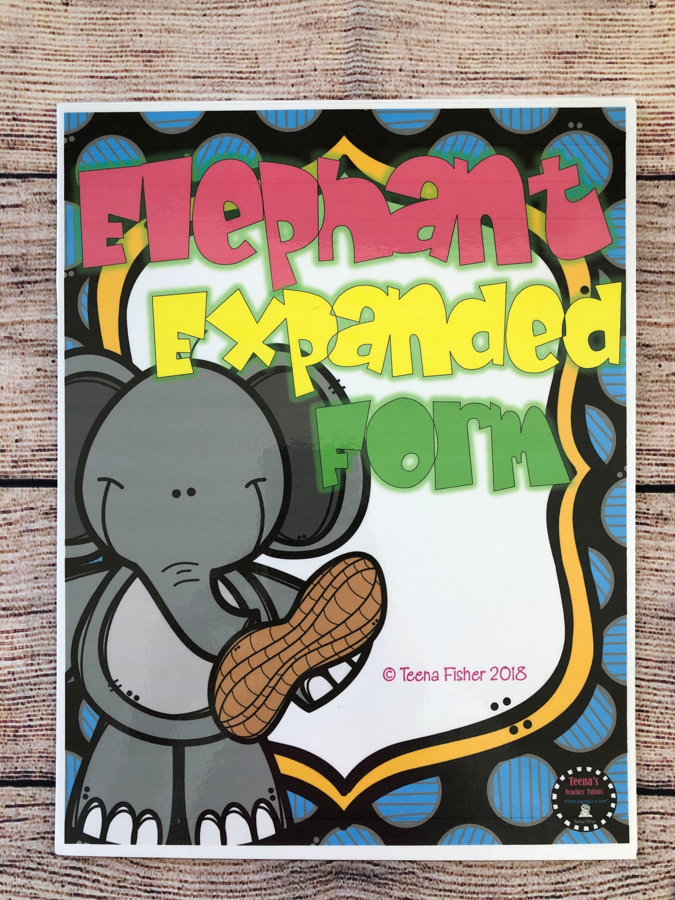 Elephant Expanded Form Math File Folder Game Center Teacher - Etsy
