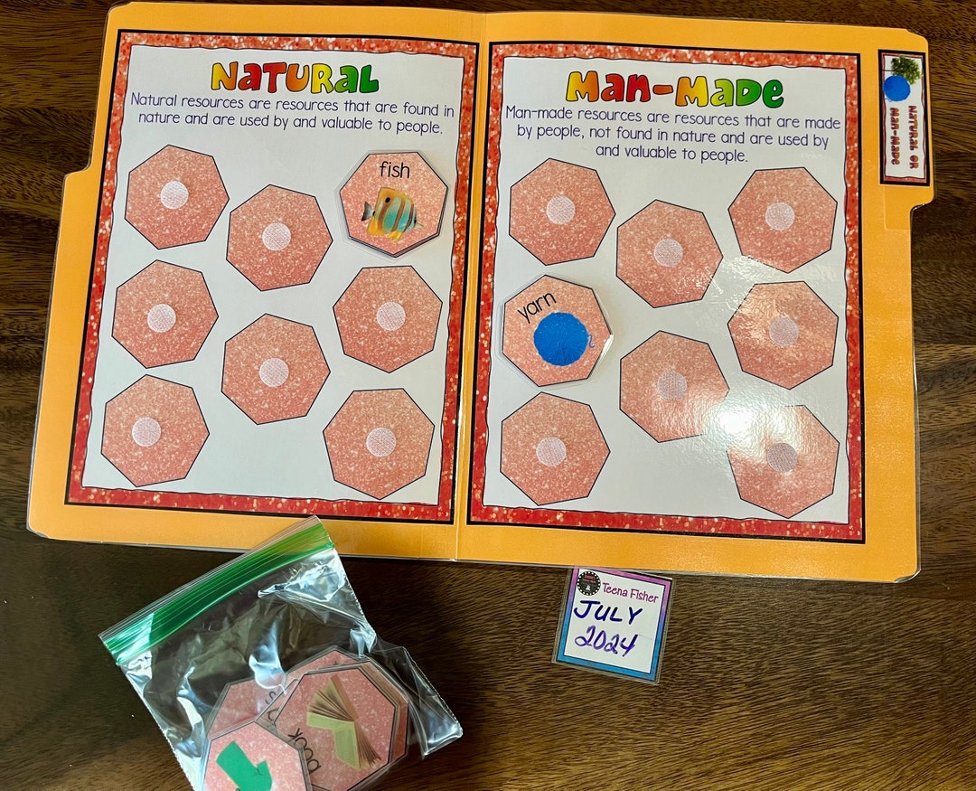 Natural and Man-made Resources Social Studies File Folder Game Task ...
