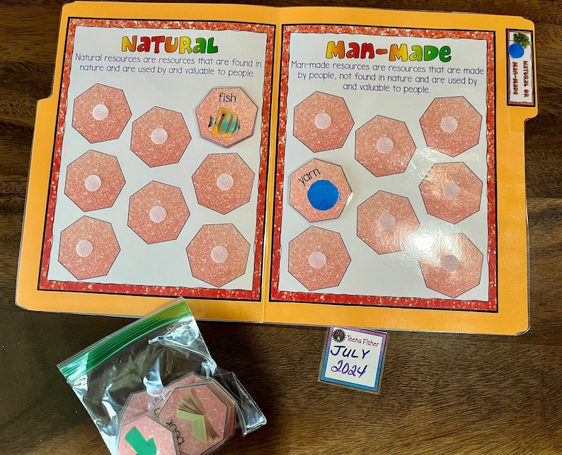 Natural and Man-made Resources Social Studies File Folder Game Task ...