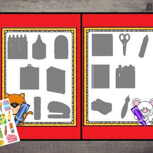 School Supply Identical Picture Shadow Match File Folder Game Pre-k ...