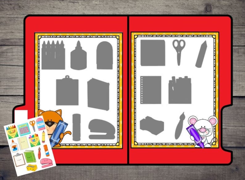 School Supply Identical Picture Shadow Match File Folder Game Pre-k ...