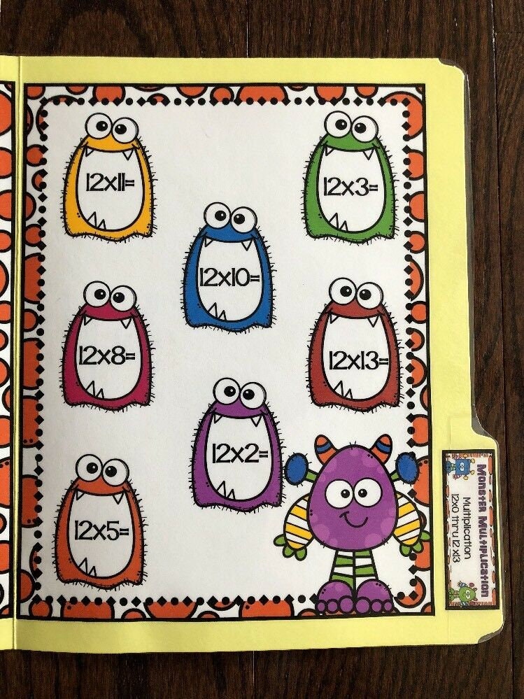 Monster Multiplication Math File Folder Game Center Teacher Resource ...