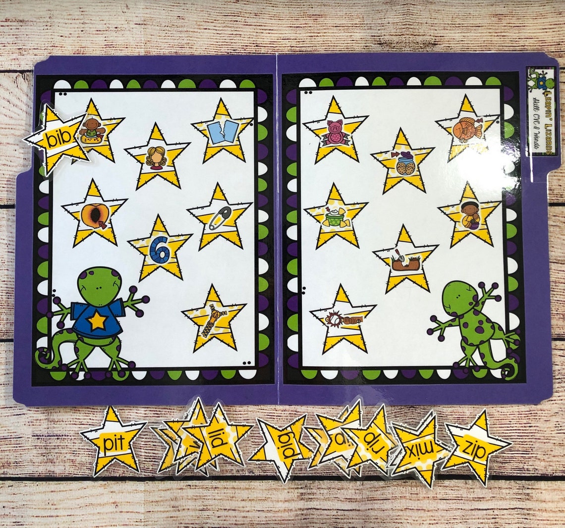 Leapin Lizards CVC Words Short I Phonics File Folder Game - Etsy
