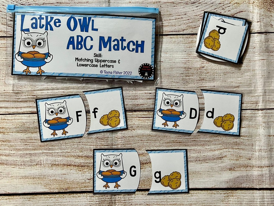 Latke Owl Alphabet Puzzle Cards Uppercase Lowercase Cards Preschool ...