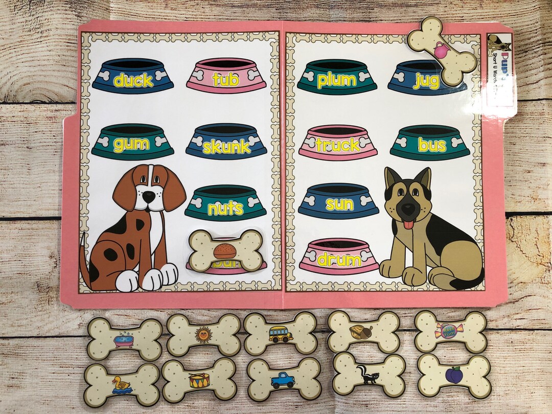 Pup's Sup Literacy File Folder Game Short U Vowel Words Homeschool ...