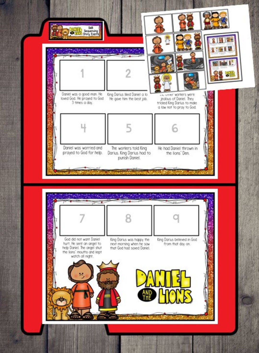Daniel and the Lions Den Sequencing File Folder Game Center Teacher ...