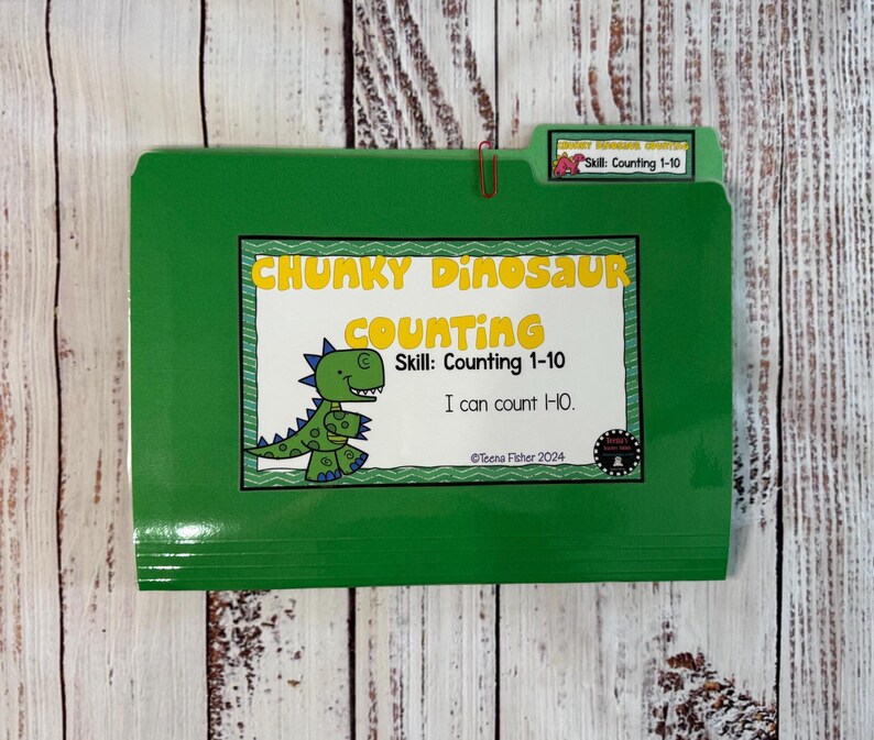 Chunky Dinosaur Counting 1-10 Math File Folder Game Center Teacher ...