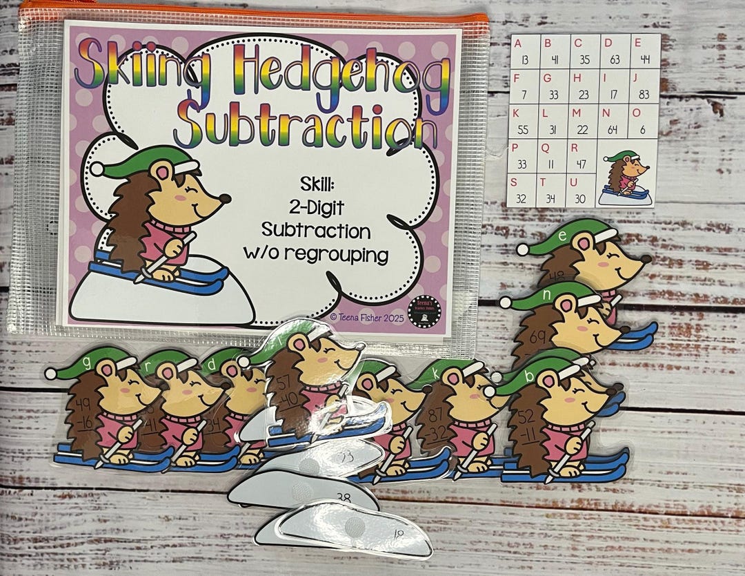 Skiing Hedgehog Subtraction 2 Digit Subtraction W/o Regrouping First ...