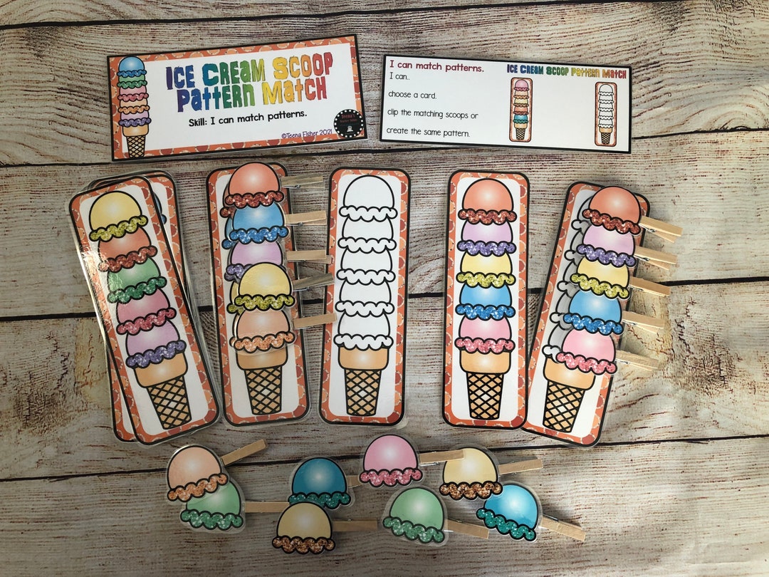 Ice Cream Scoop Pattern Match Visual Discrimination Math File Folder ...