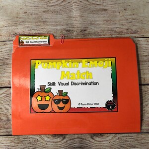 Pumpkin Emoji Pattern Matching File Folder Game Kindergarten Preschool ...