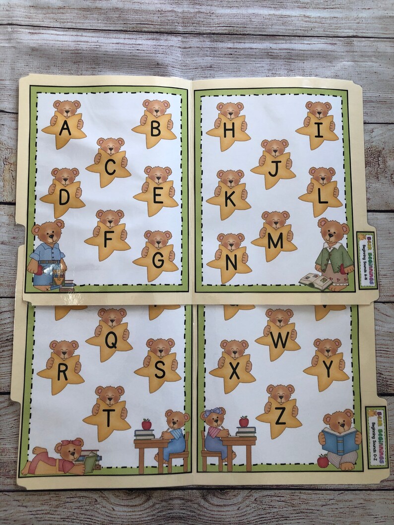 Literacy Center Bear Beginning Sounds File Folder Game Teacher Resource ...