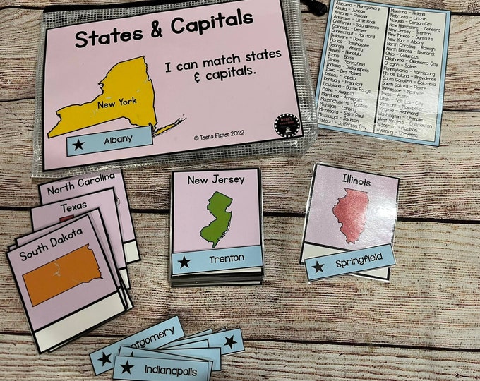 PDF VERSION States & Capitals Matching Fifth, Sixth Grade, Social ...