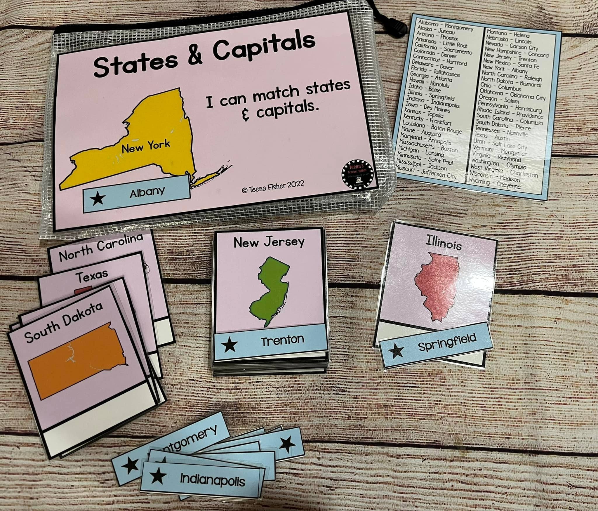 PDF VERSION States & Capitals Matching Fifth, Sixth Grade, Social ...