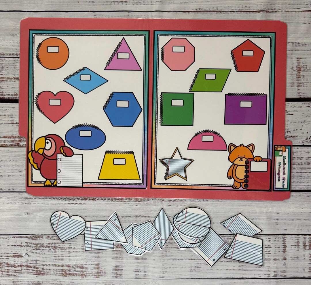School Pals Shapes 2D Math File Folder Game Center Teacher Resource ...