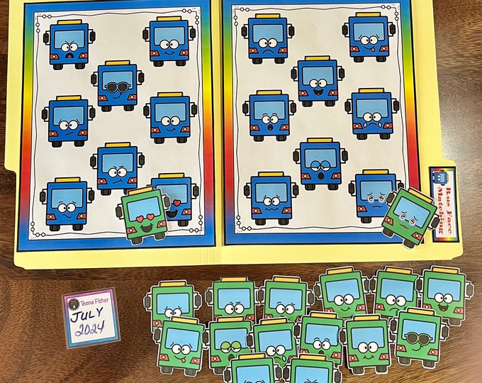 Bus Face Emotion Matching File Folder Game Kindergarten Preschool Math ...