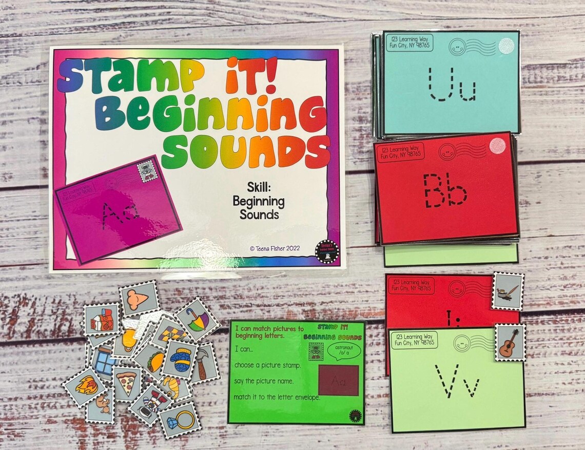 Stamp It! Beginning Sounds Matching File Folder Game Kindergarten ...