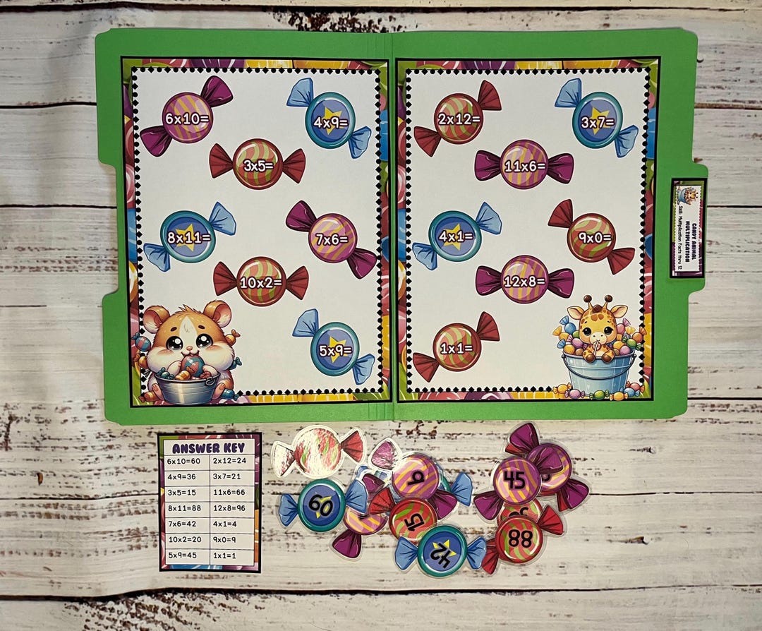 Candy Animal Math File Folder Game Center Teacher Resource Mixed ...