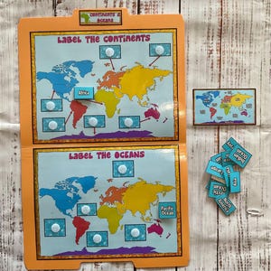Continents and Oceans Geography Social Studies File Folder Game Task ...