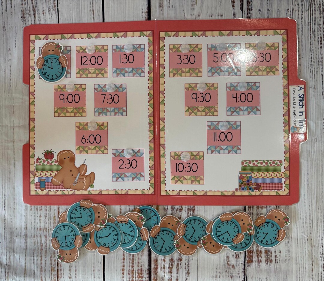 A Stitch in Time Math Center Activity Homeschool First Grade Telling ...