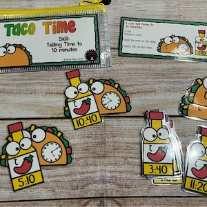 Taco Time to Telling Time to 10 Minutes First Grade Kindergarten Math ...