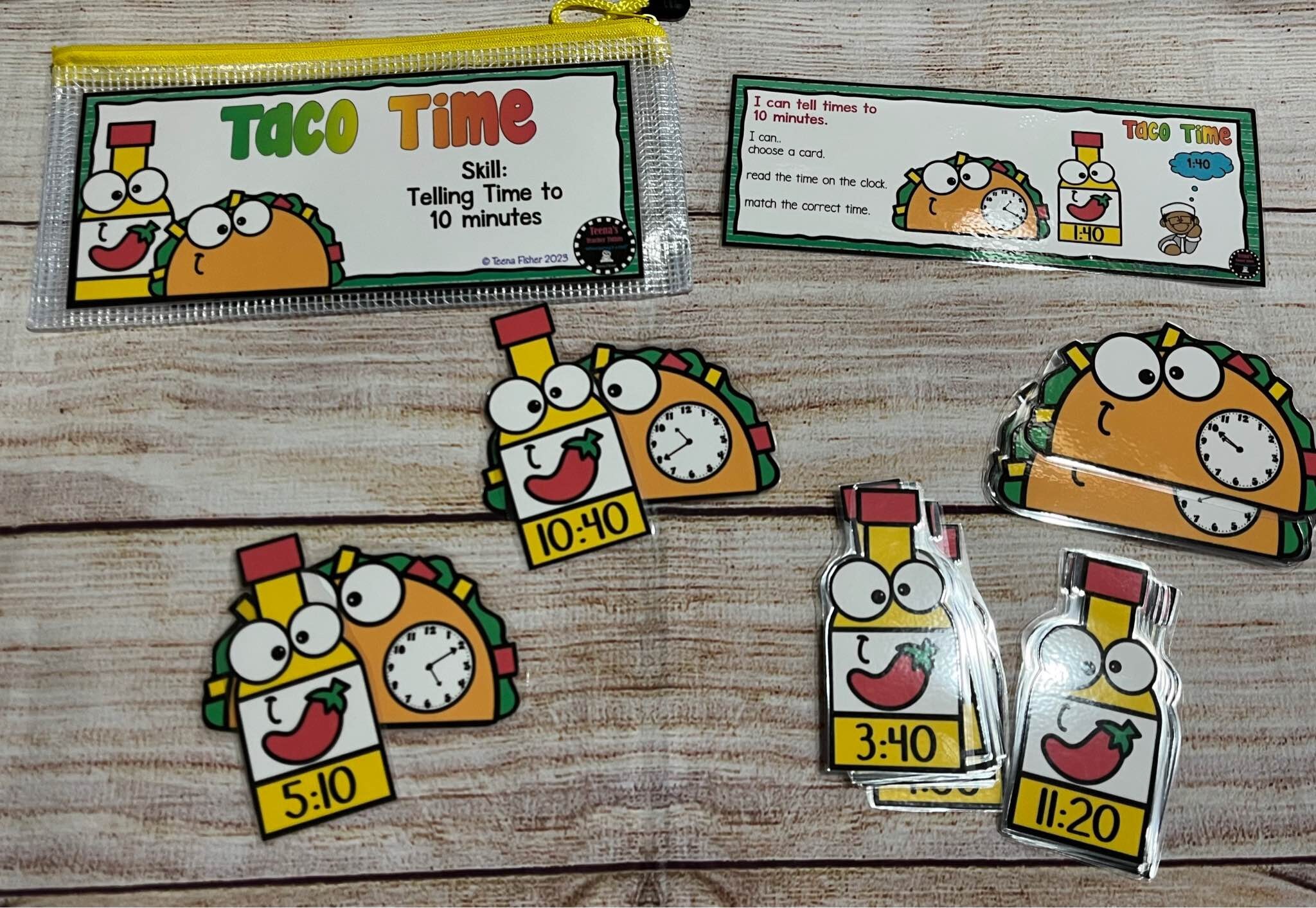 Taco Time to Telling Time to 10 Minutes First Grade Kindergarten Math ...