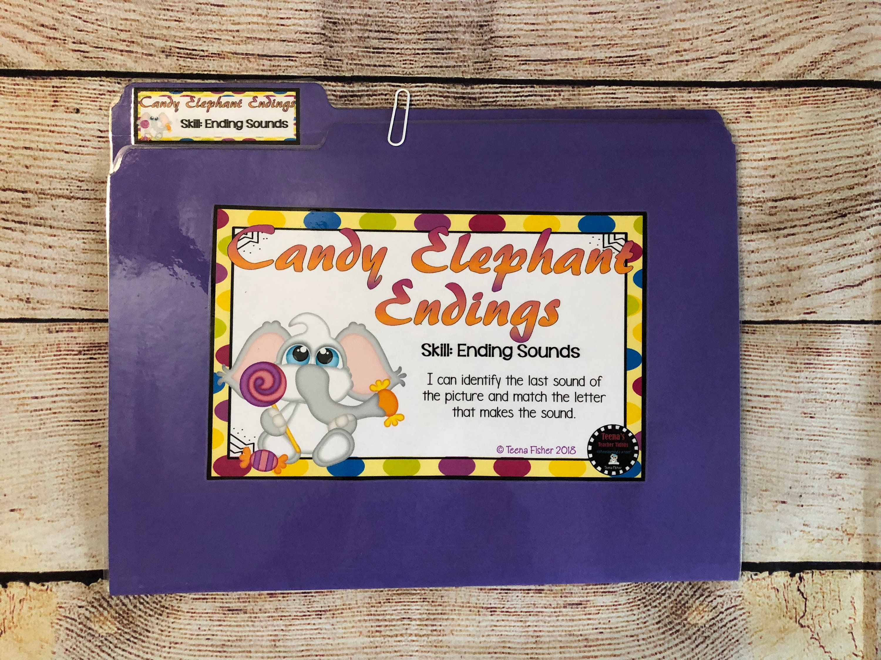 Candy Elephant Ending Sounds File Folder Game Literacy Center - Etsy