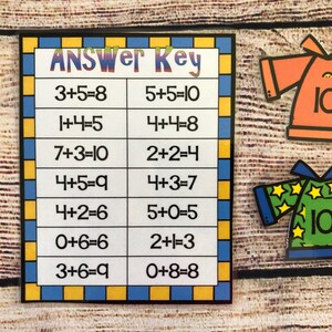 Pajama Monkey Addition to 10 Math File Folder Game Center Teacher ...