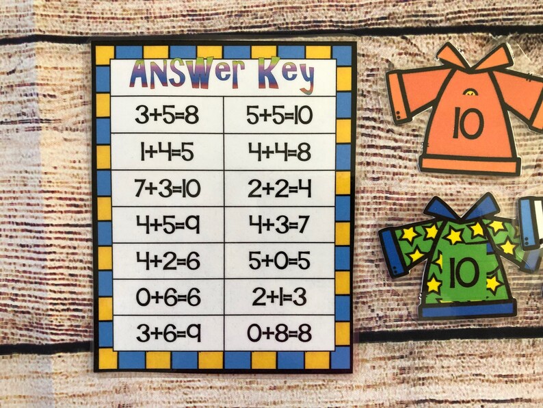 Pajama Monkey Addition to 10 Math File Folder Game Center - Etsy