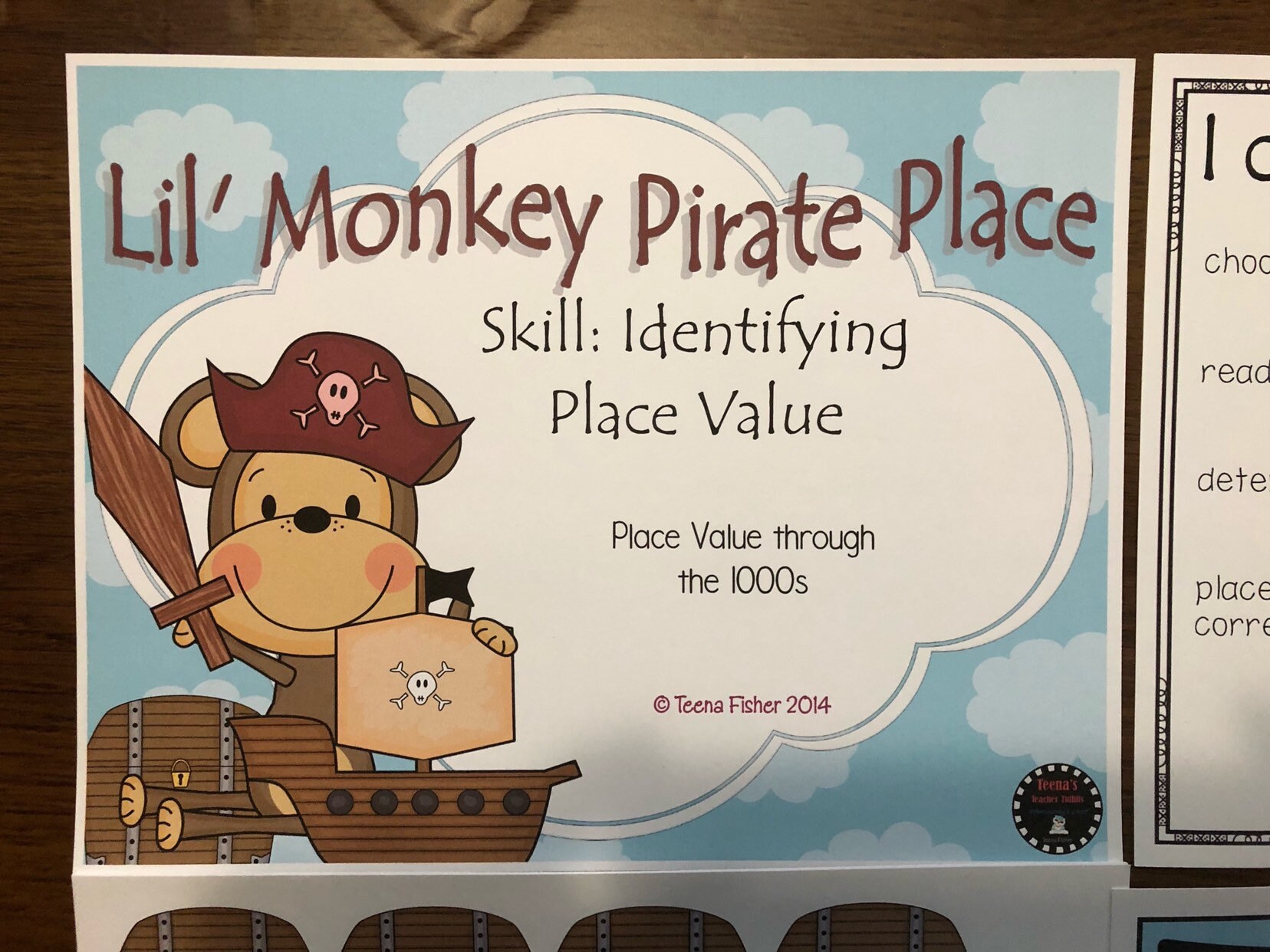 Lil' Monkey Pirate Place Value Math First Second Grade - Etsy