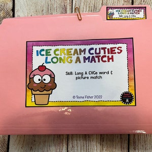 Ice Cream Cuties Long Vowel A Cvce Word Families Phonics Match Literacy ...