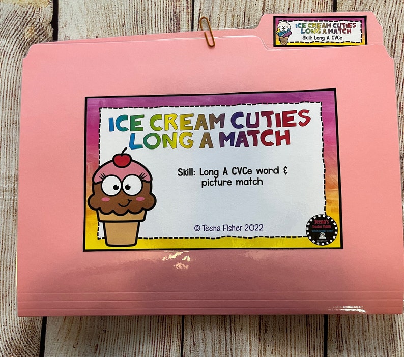 Ice Cream Cuties Long Vowel A Cvce Word Families Phonics Match - Etsy