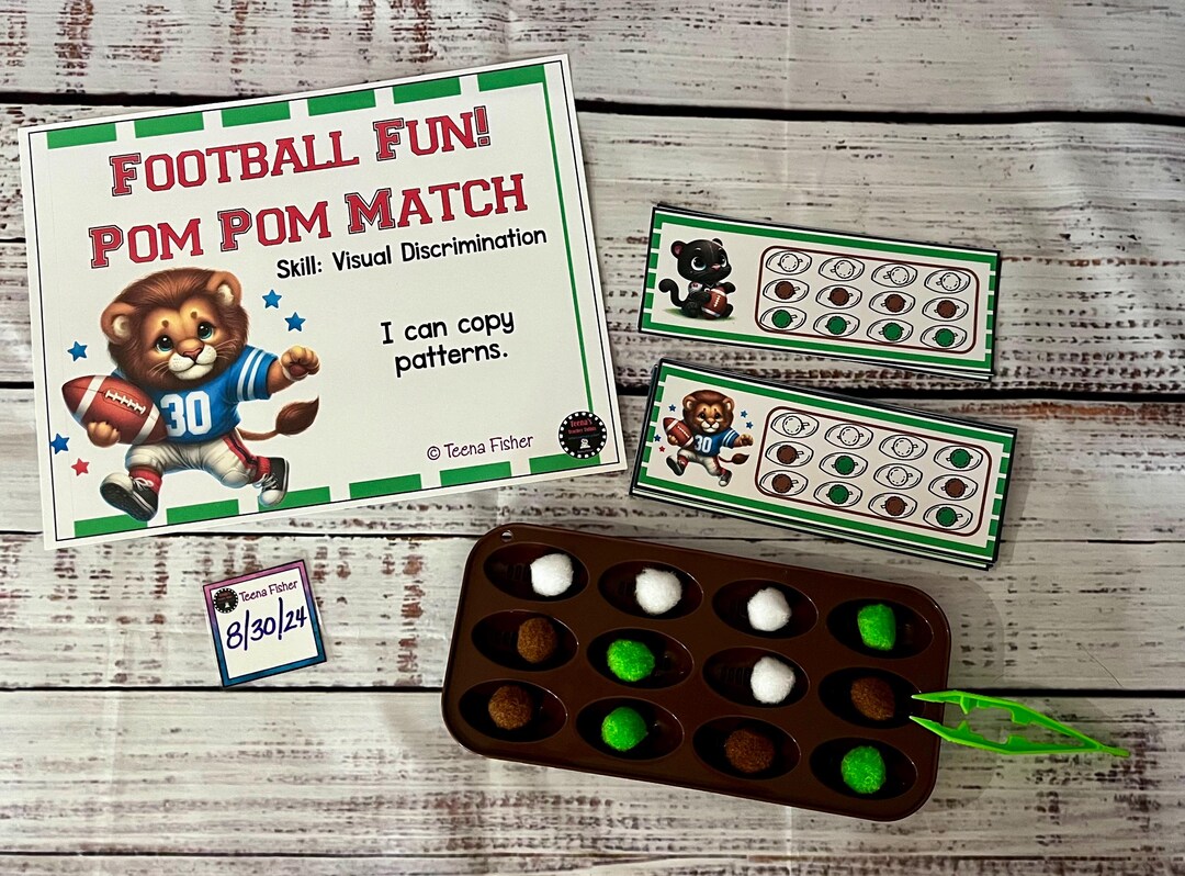 Football Fun Pom Pom Pattern Match Visual Discrimination Game Center ...