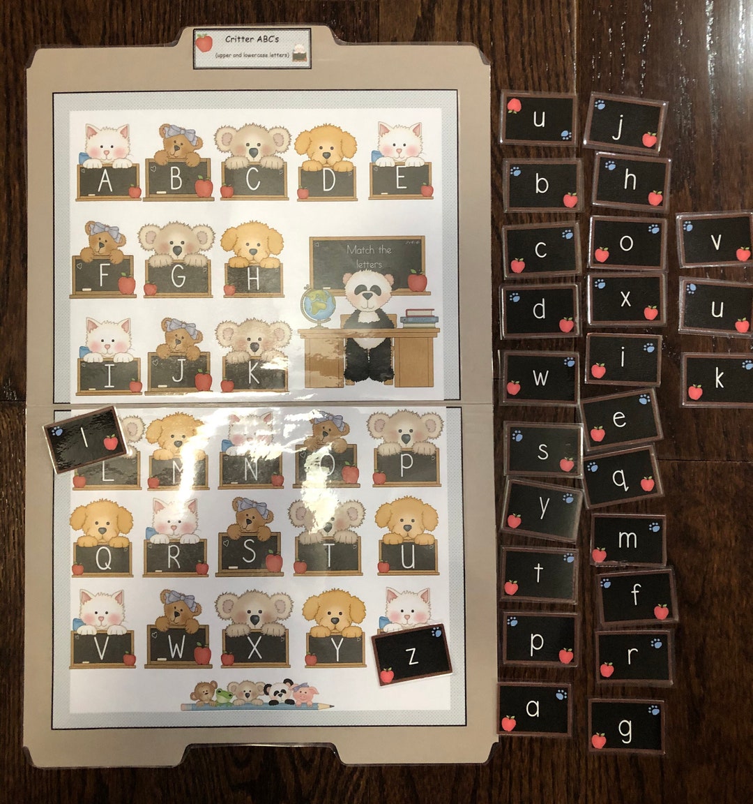 Teacher Made Critter ABC File Folder Game Upper and Lowercase Letter ...