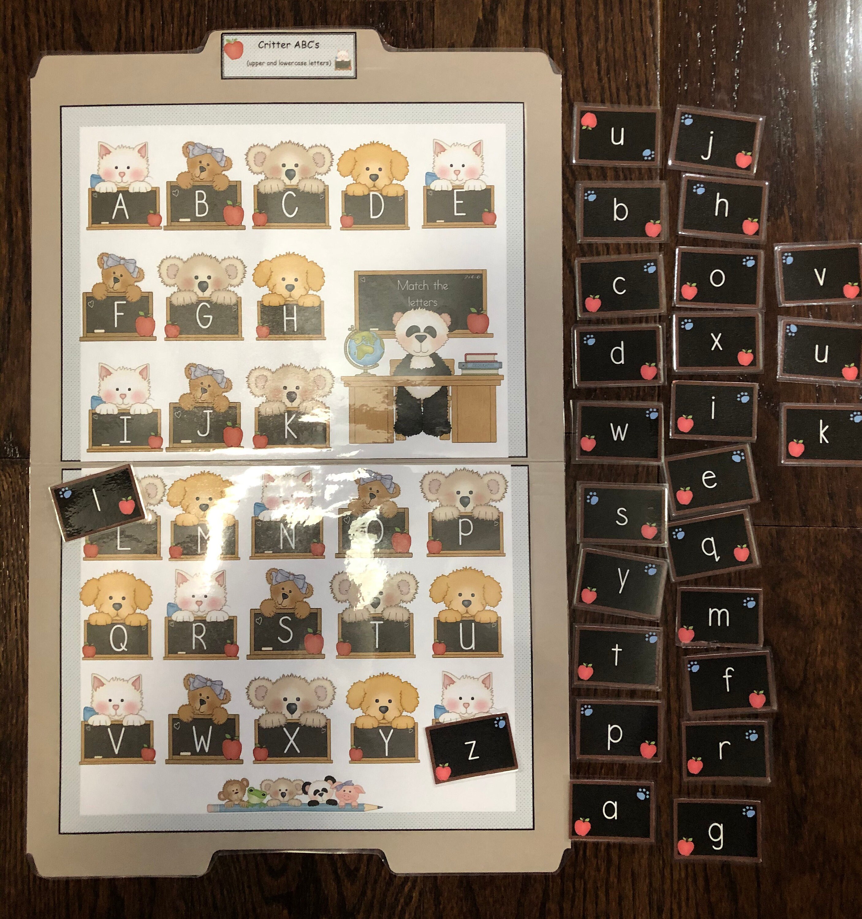 Teacher Made Critter ABC File Folder Game Upper and Lowercase - Etsy