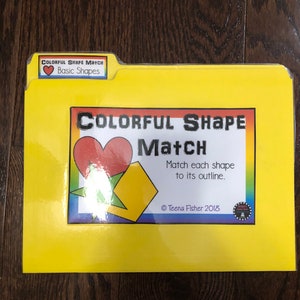 Color Shapes Matching 2D Math File Folder Game Center Teacher Resource ...