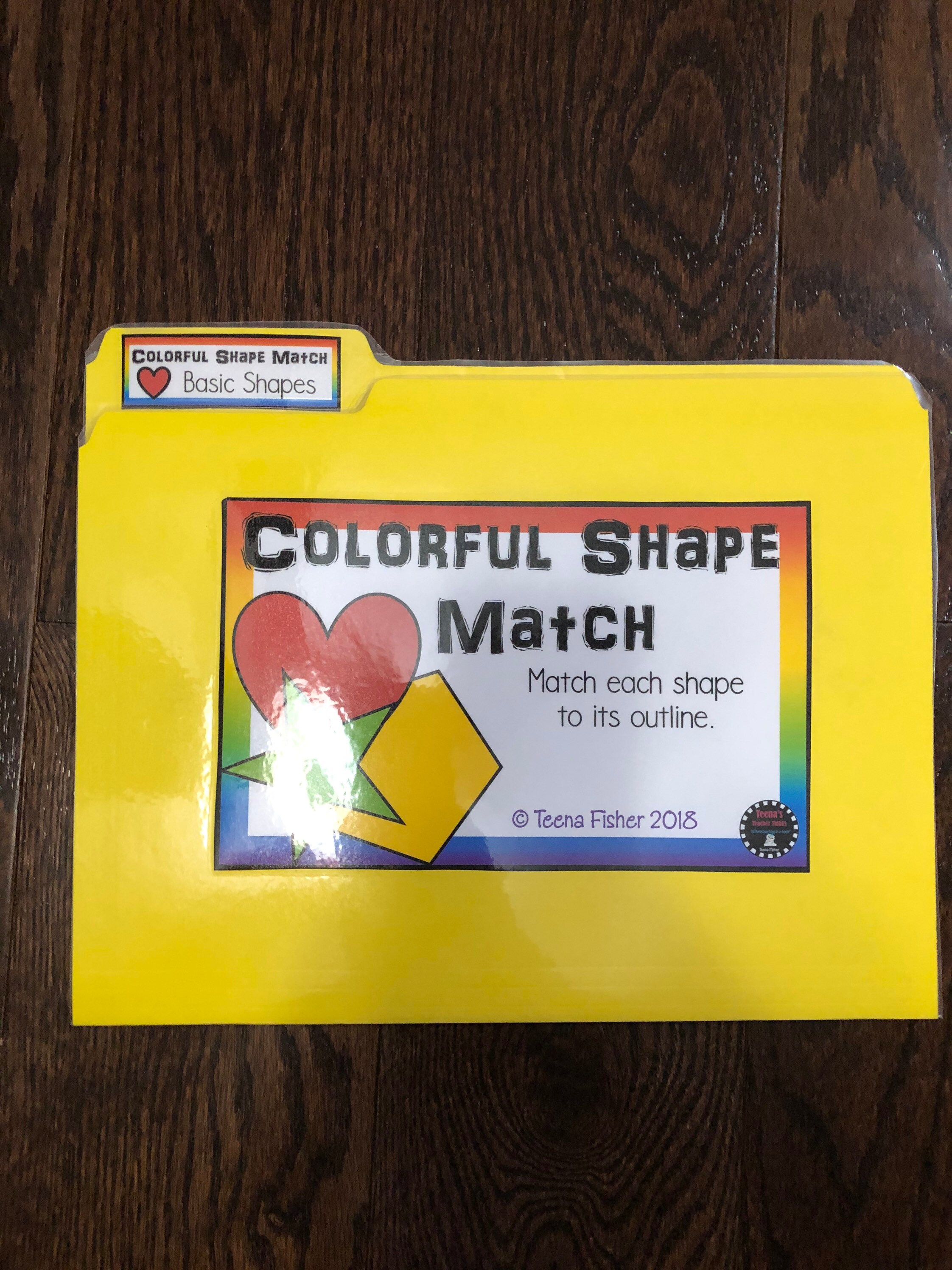 Color Shapes Matching 2D Math File Folder Game Center Teacher - Etsy